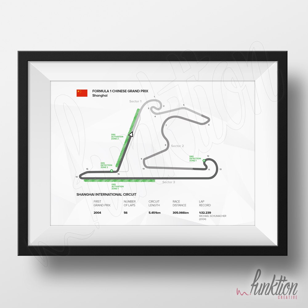 Shanghai International Circuit Formula 1 Edition F1 Race Track Map 8 X ...