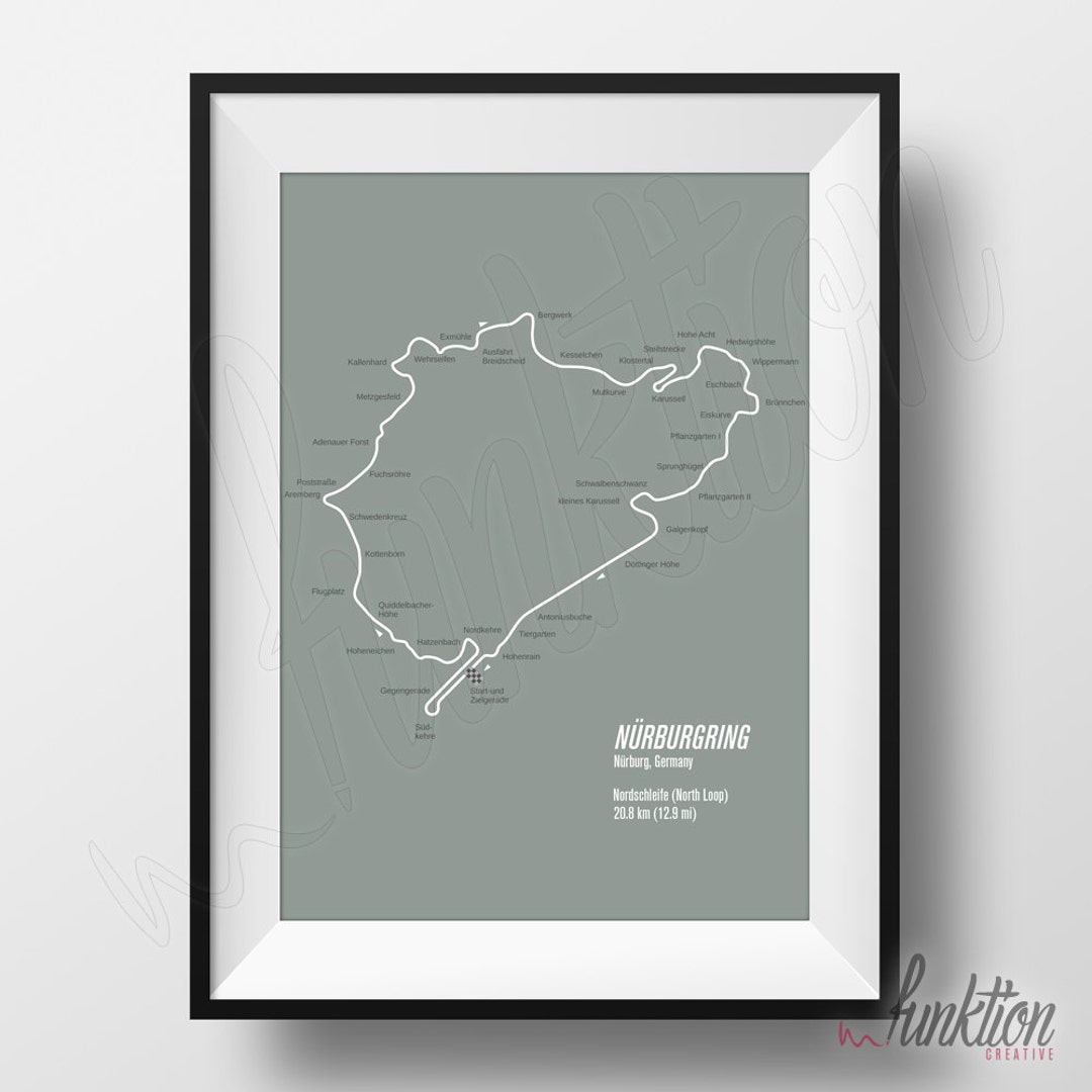 Nurburgring Full Circuit Print - Digital Download - F1 Race Track Map ...