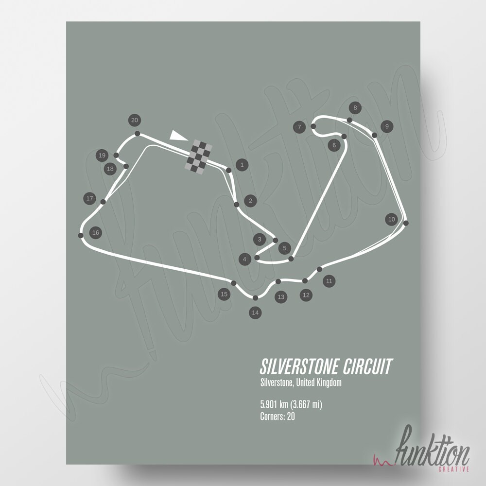 Silverstone Circuit Print - Formula 1 Edition - F1 Race Track Circuit ...