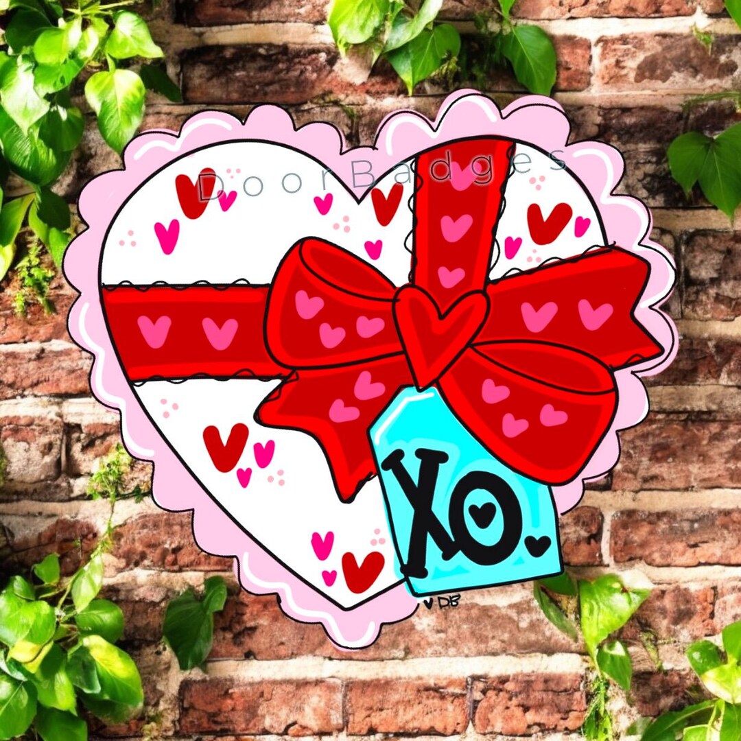Valentine Heart With Bow Door Hanger - Valentines Day Door Decor ...