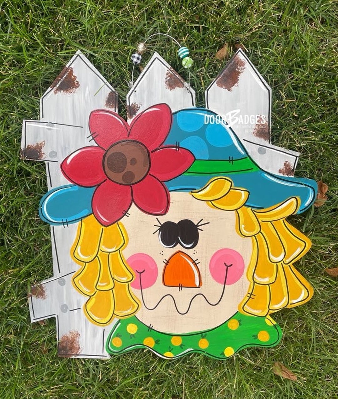 Fall Scarecrow and Fence Door Hanger, Fall Door Decor, Thanksgiving ...