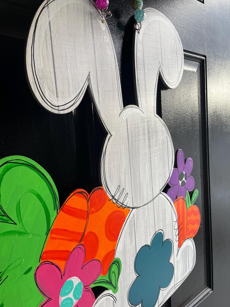 Easter Bunny Butt and Carrot Door Hanger, Happy Easter, Spring Bunny ...
