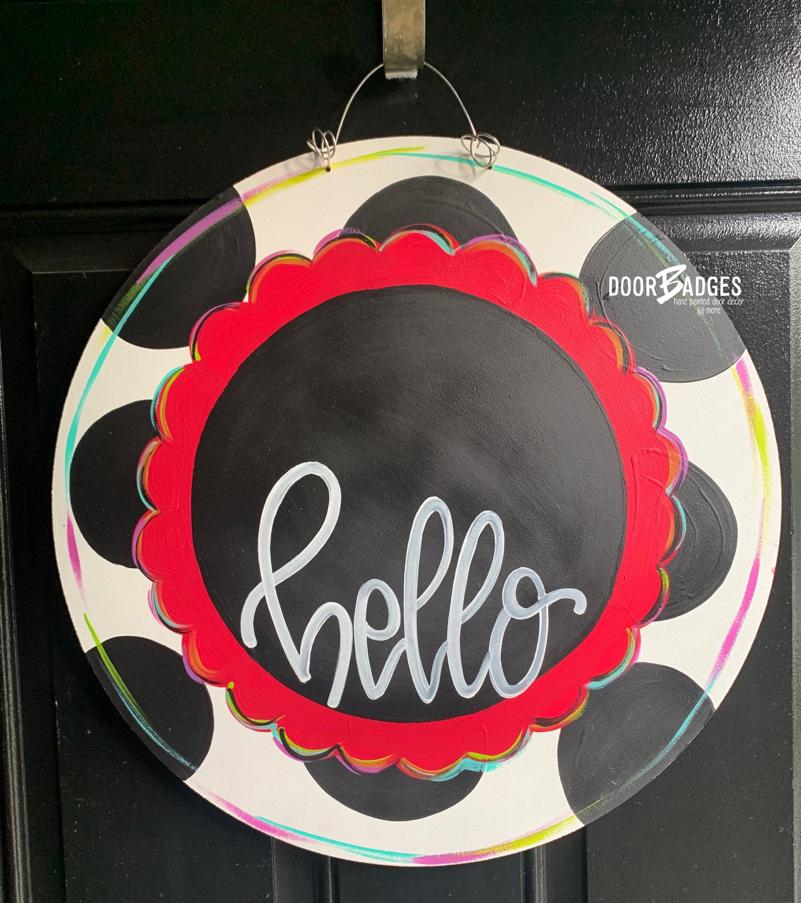 Interchangeable Door Hanger Sign - Polka Dot Welcome Sign - Seasonal ...