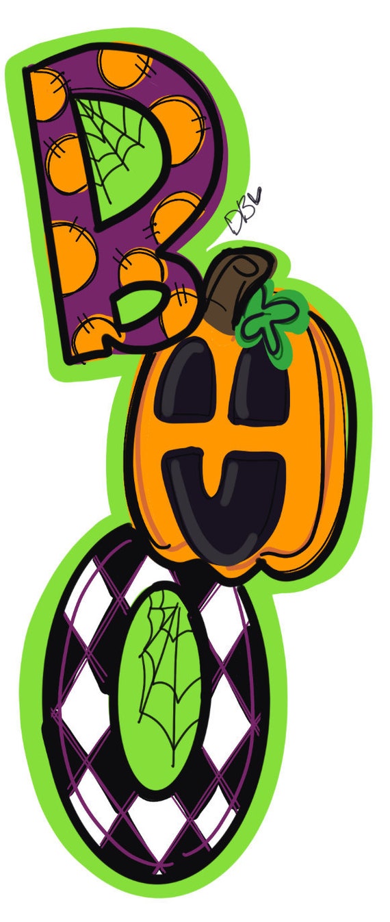 TEMPLATE: Boo Vertical Words Spooky Ghost Door Hanger - Etsy