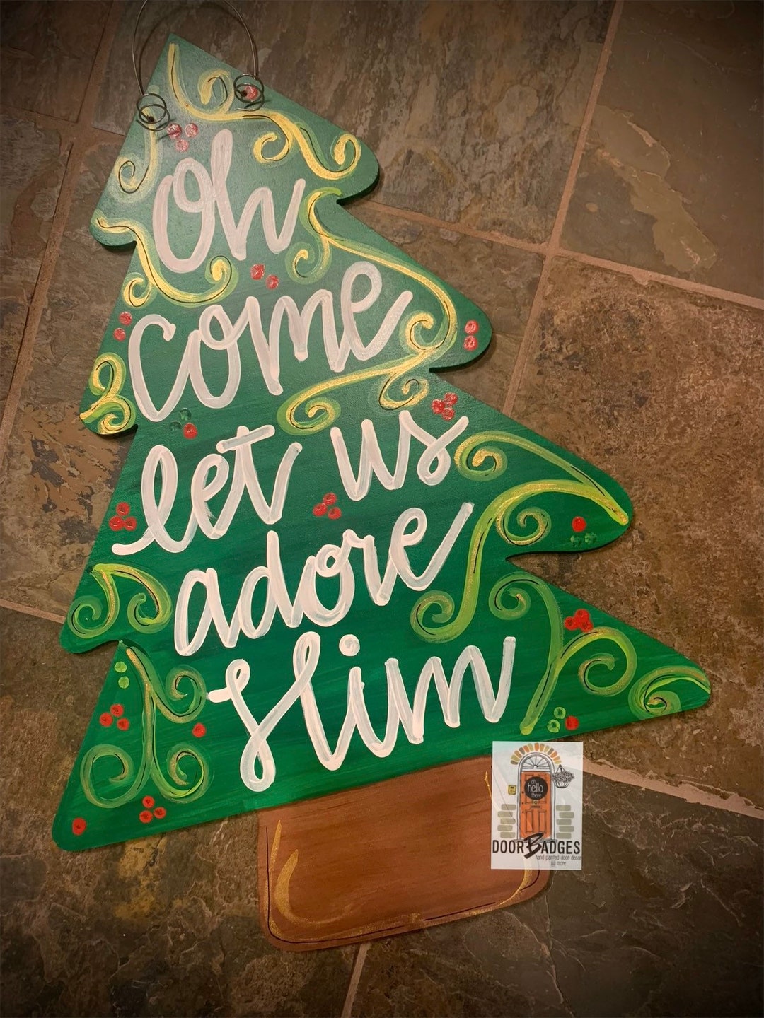 Christmas Door Hanger - Tree Door Decoration - Winter Door Decor ...