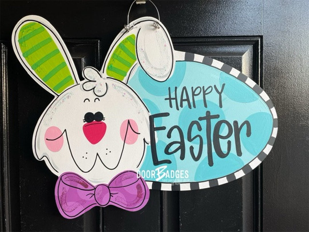 Easter Bunny Oval Door Hanger Bunny Door Decor Easter Egg - Etsy