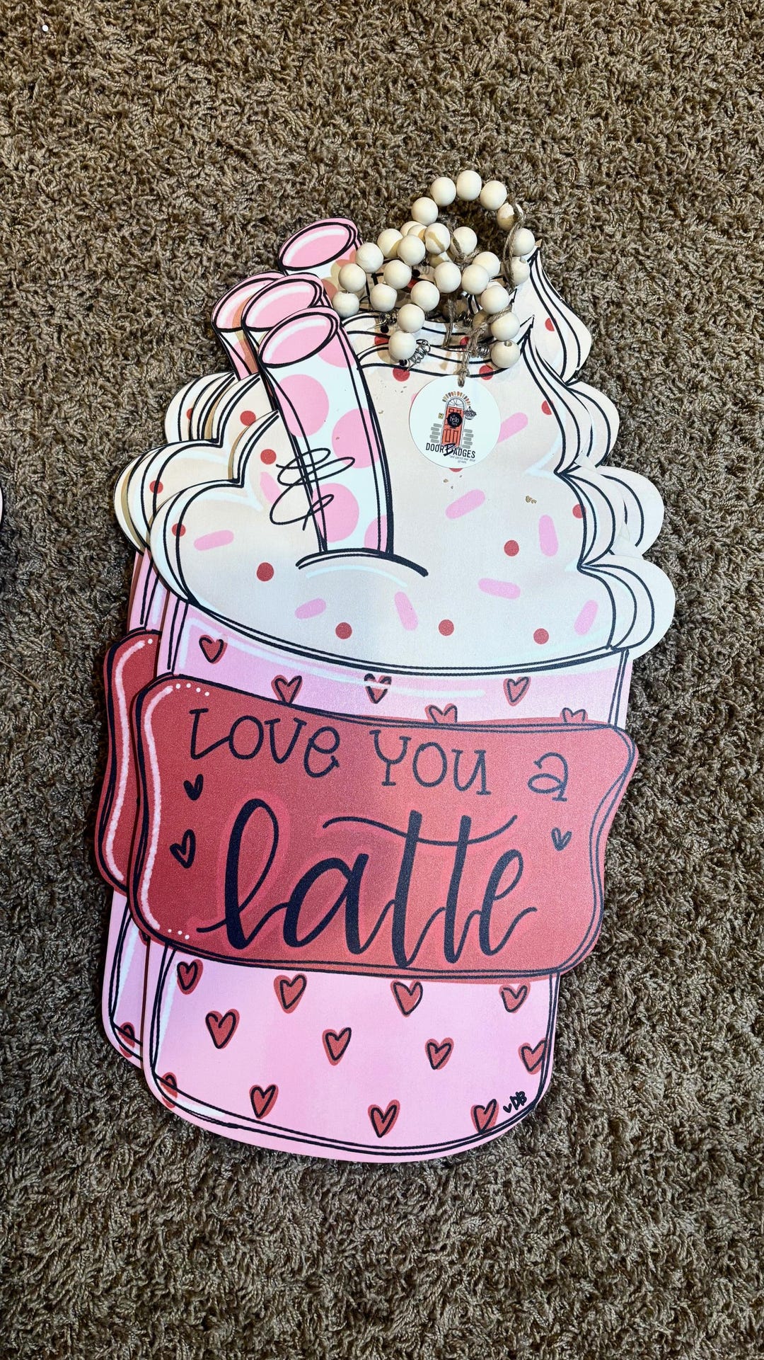 UV PRINTED Valentine Love Latte Coffee Door Hanger - Valentines Day ...