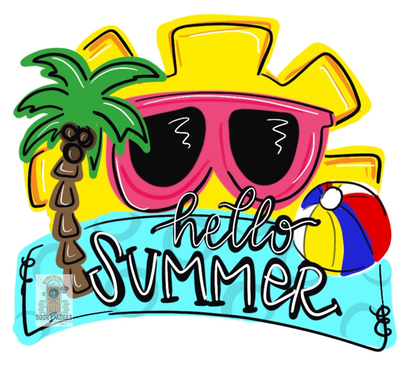 Template Hello Summer Sunshine Door Hanger Download Template Etsy