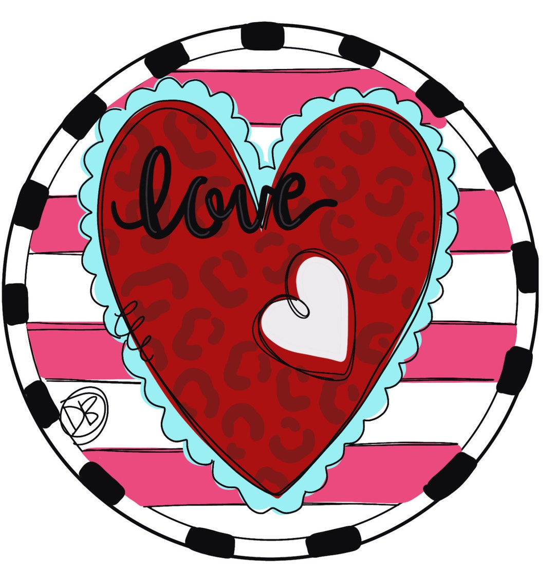 Love Heart Round Valentine Heart Door Hanger - Valentines Day Door ...