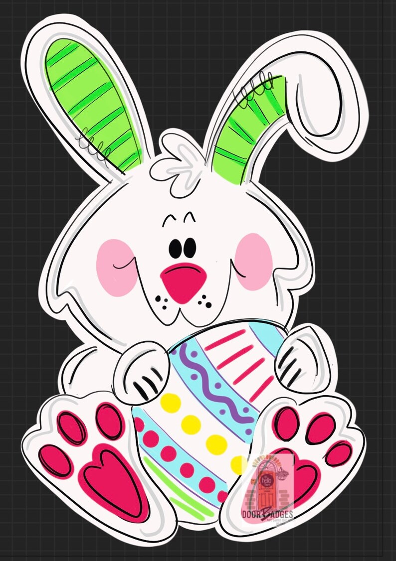 Easter Bunny With Egg Door Hanger - Bunny Door Decor - Easter Egg ...