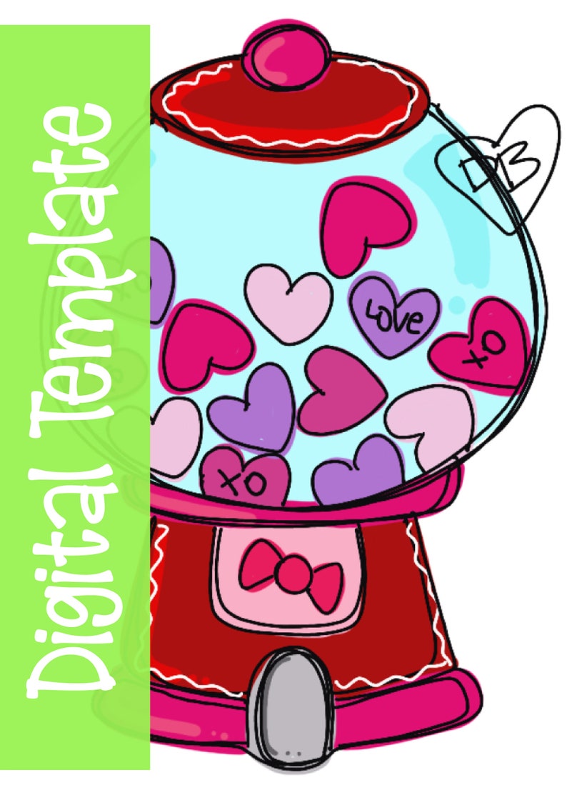 TEMPLATE: Heart Gumball Valentine Door Hanger Download Template ...