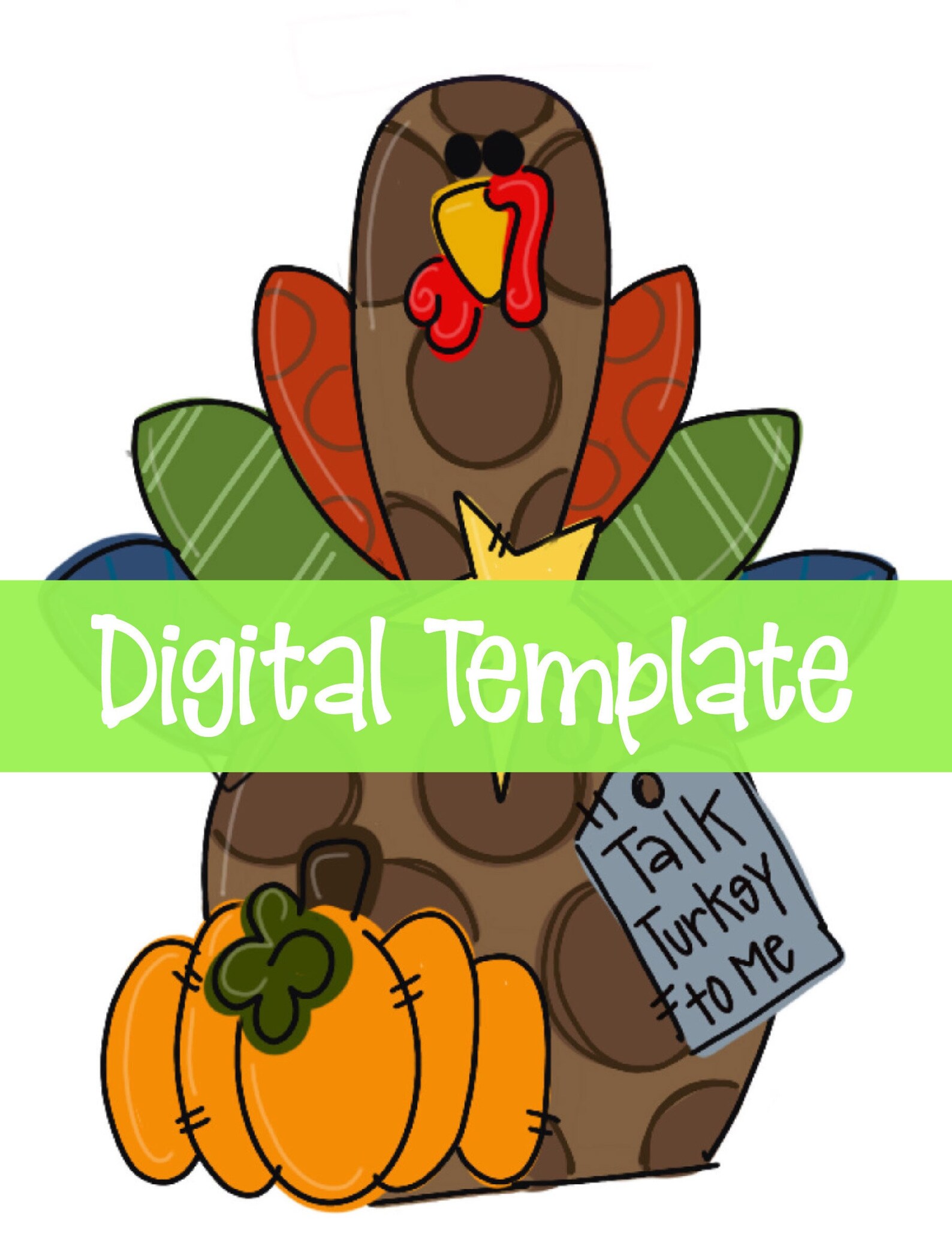 TEMPLATE: Turkey With Pumpkin Door Hanger Download Template - Printable ...