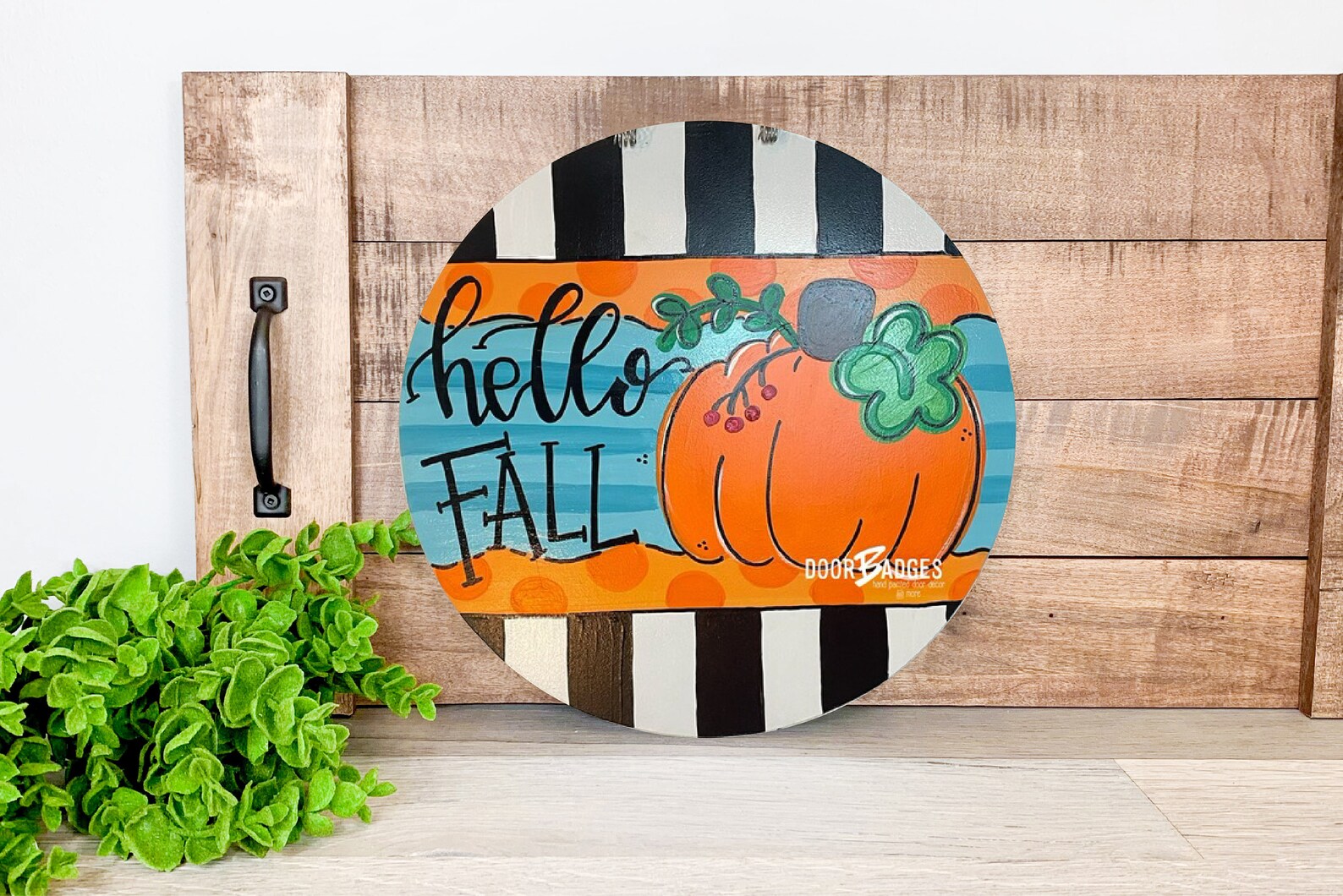 Hello Fall Round Door Hanger - Autumn Doorhanger - Pumpkin Fall Round ...