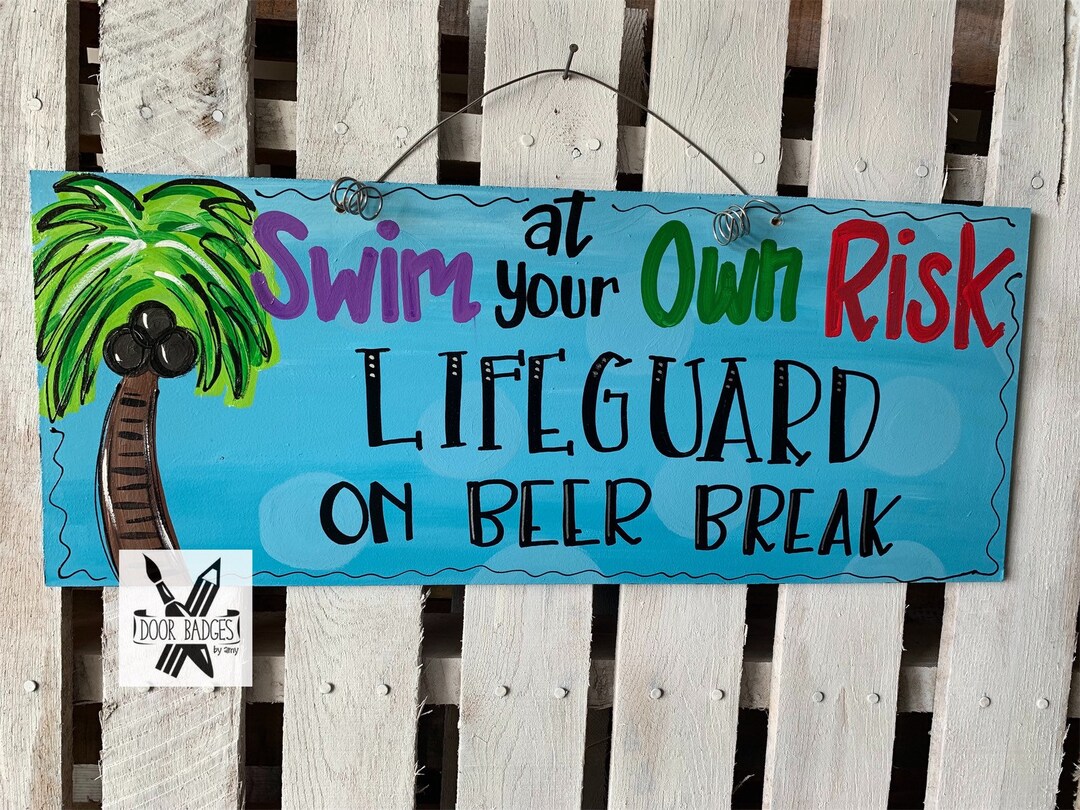 Pool Sign, Lifeguard Duty Sign, Swim Sign Decor, Wood Cut Out Hand ...