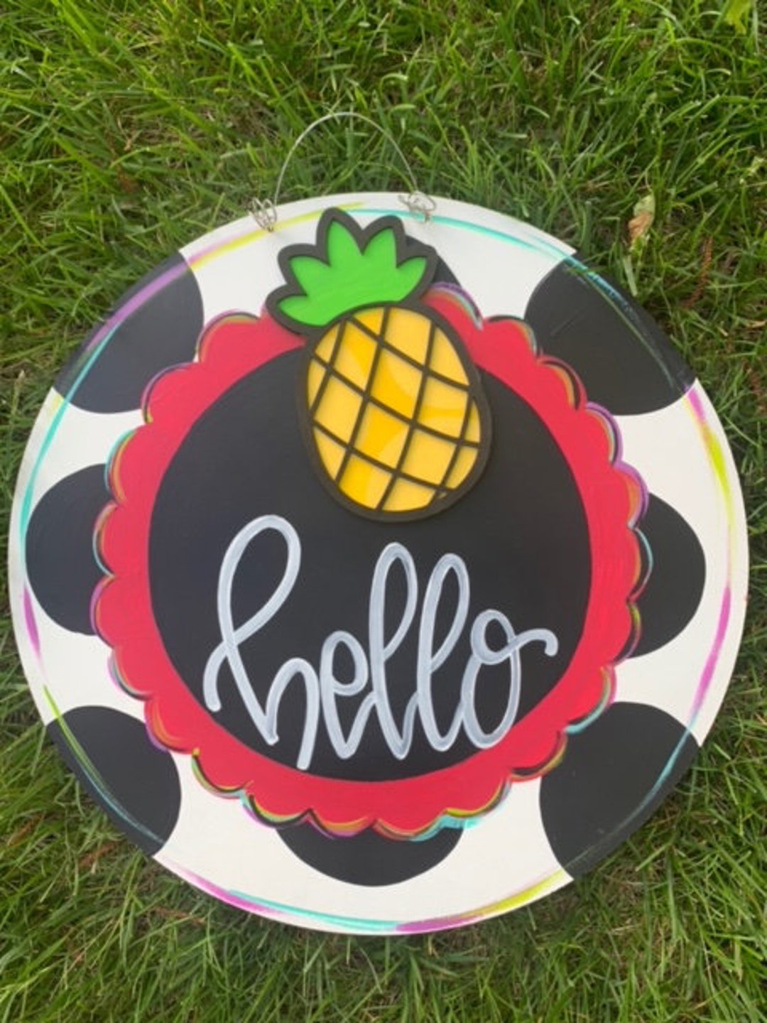 Interchangeable Door Hanger Sign - Polka Dot Welcome Sign - Seasonal ...