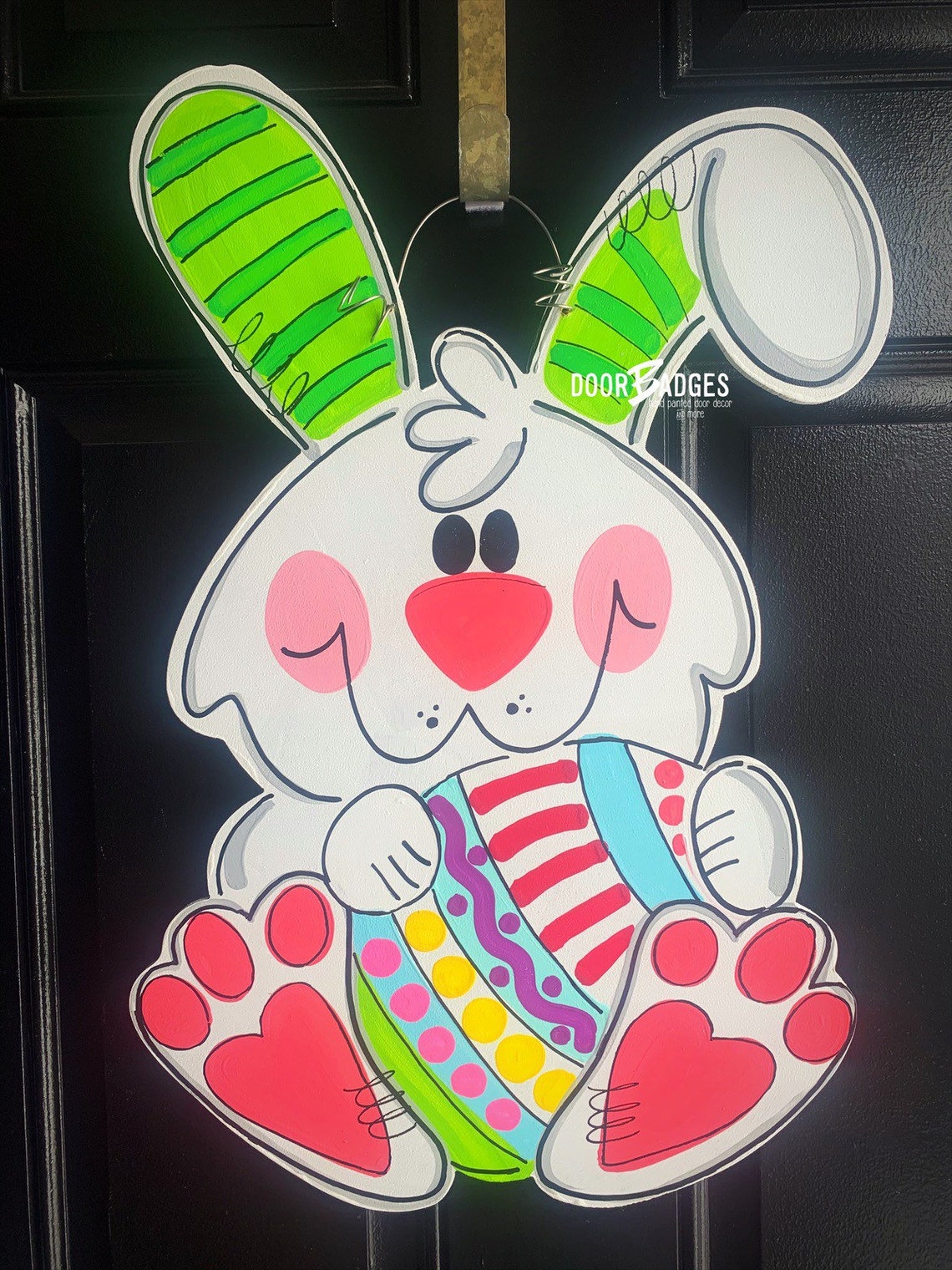 Easter Bunny With Egg Door Hanger Bunny Door Decor Easter - Etsy