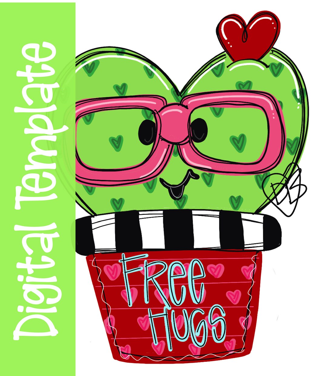 TEMPLATE: Free Hugs Cactus Valentine Door Hanger Download Template ...