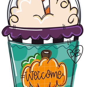 Pumpkin Latte Door Hanger - Fall Door Decor - Autumn Wreath - Hand ...