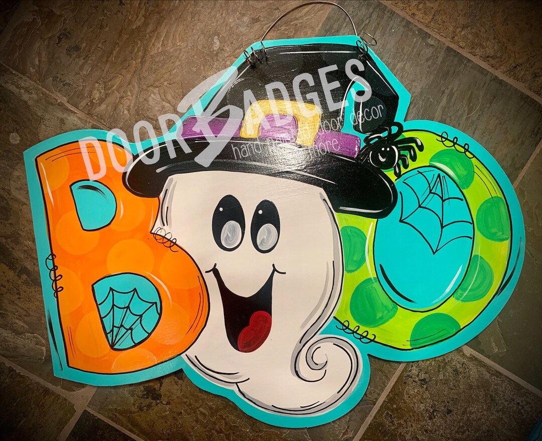 Halloween Boo Door Hanger- Ghost Door Decor-spooky-fall-wreath-wood Cut ...