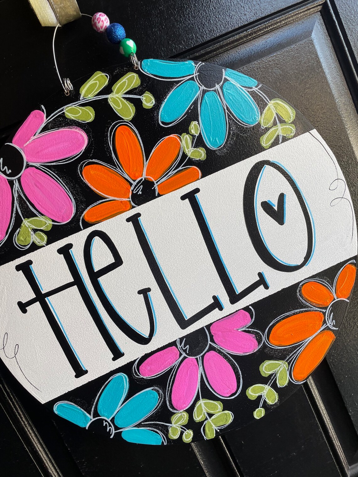 Hello Flower Round, Spring, Summer Round Door Hanger, Summer Door ...