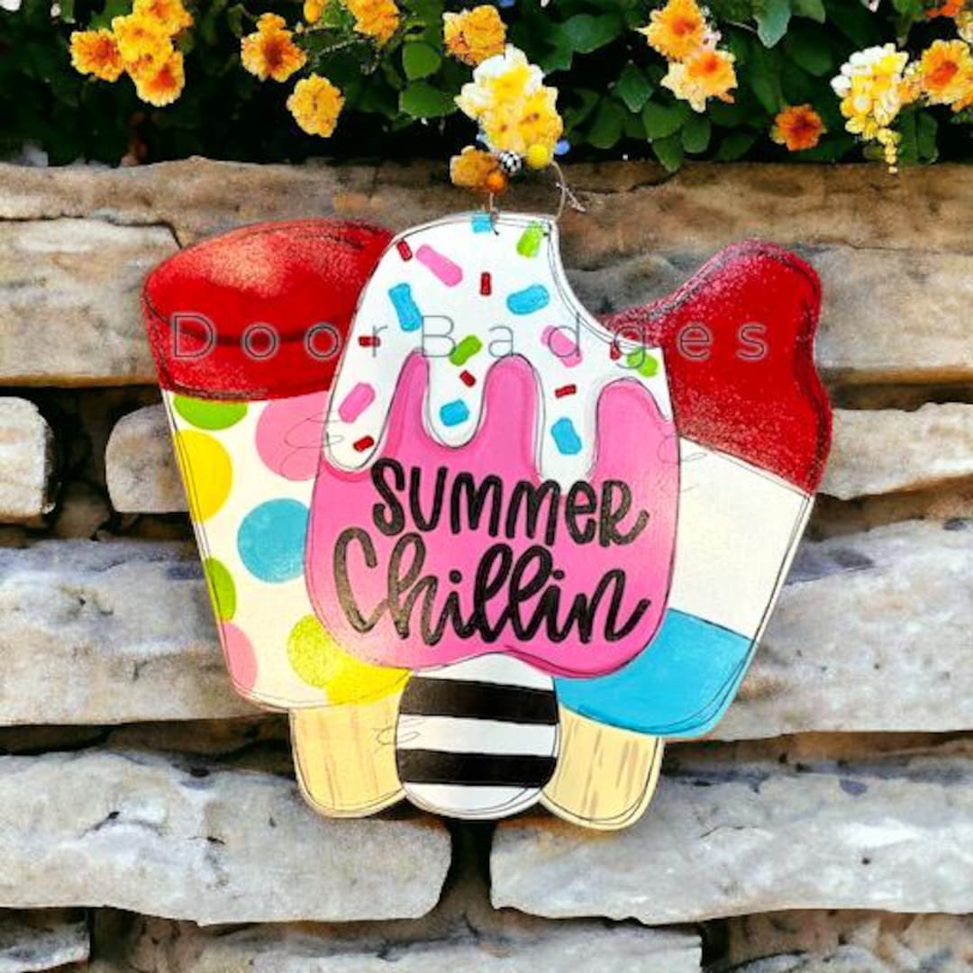Summer Popsicle Door Hanger, Gift, Door Decor, Hand Painted Door Hanger ...