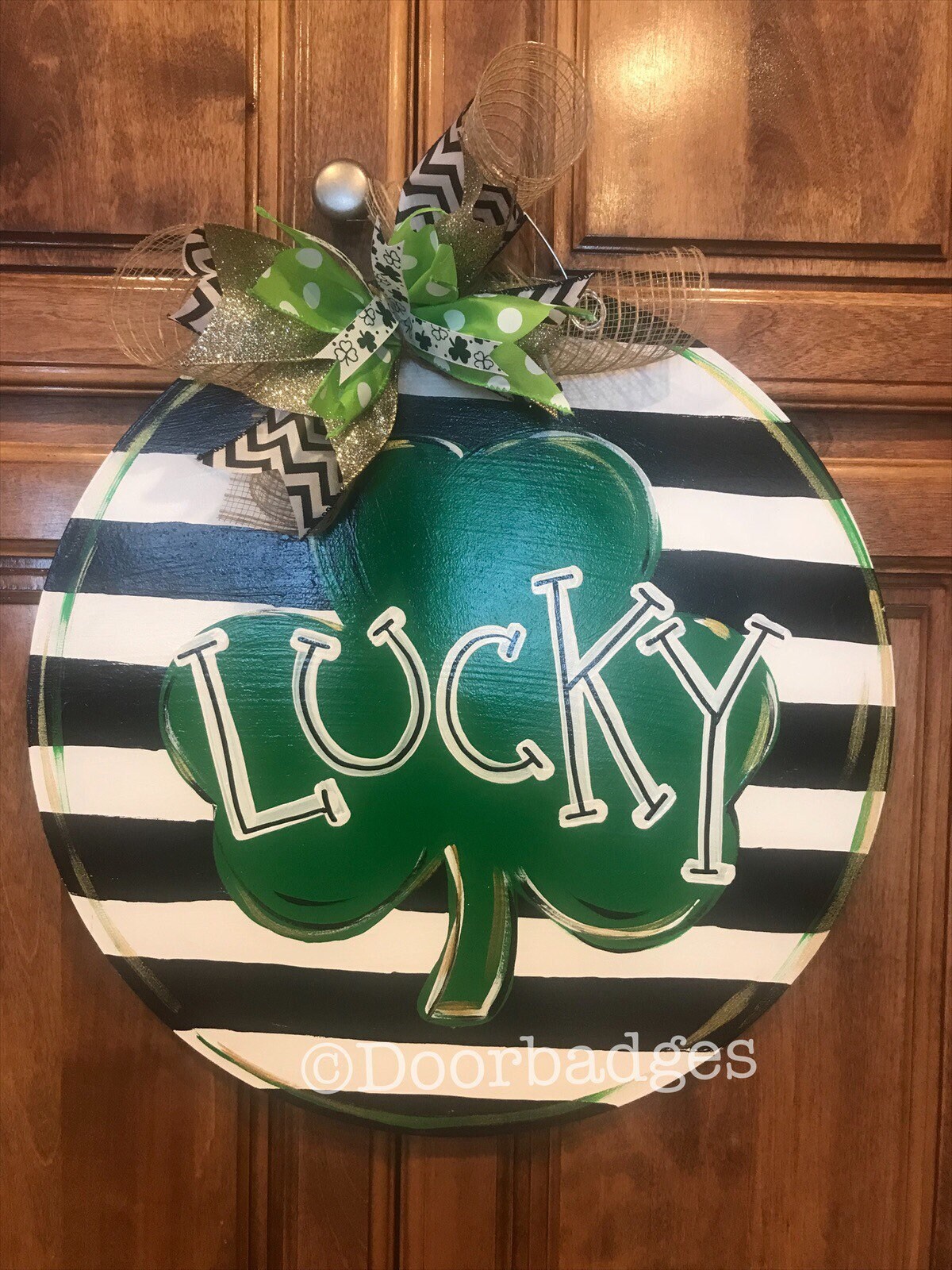 St Patricks Day Door Hanger Lucky Shamrock Door Decor Etsy