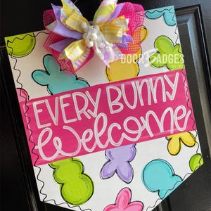 Easter Door Hanger, Happy Easter, Spring Bunny Door Decor, Hand Painted ...