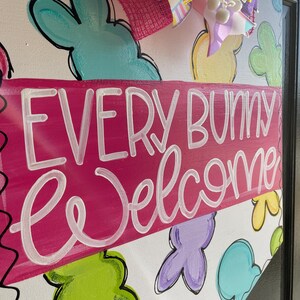 Easter Door Hanger, Happy Easter, Spring Bunny Door Decor, Hand Painted ...