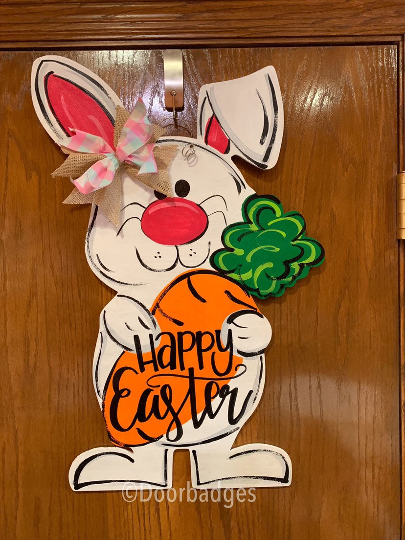 Easter Door Hanger Easter Carrot Bunny Door Decor Bunny | Etsy