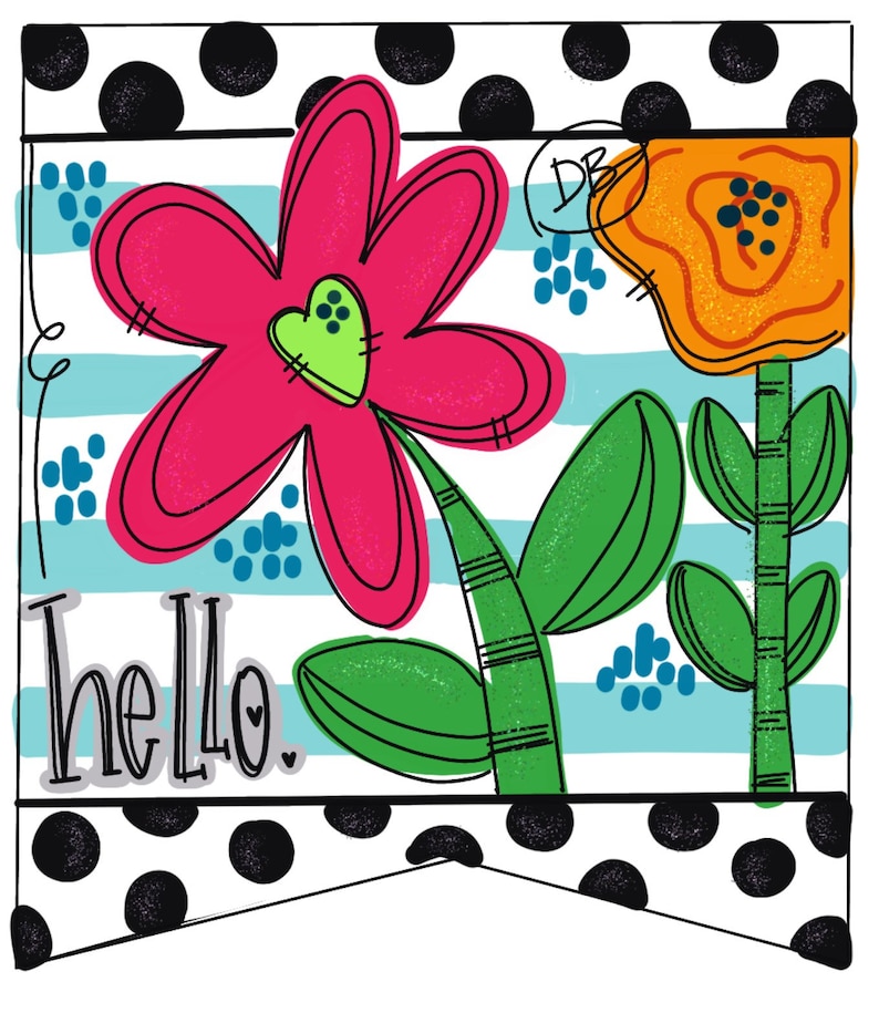 Hello Flower Pendant, Spring, Summer Door Hanger, Hand Painted Door - Etsy