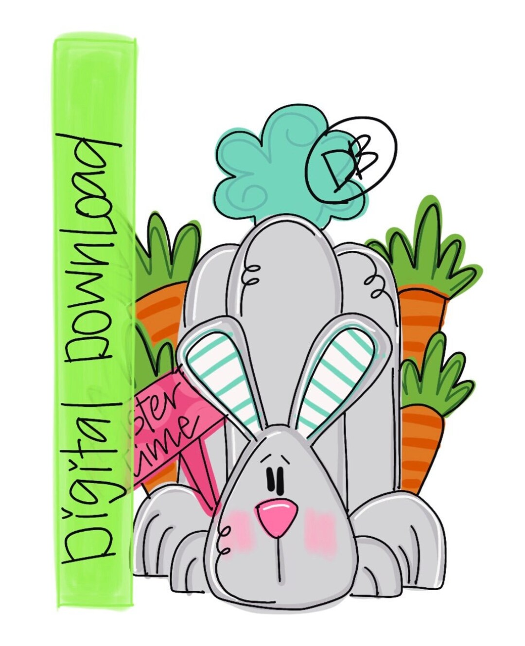 TEMPLATE: Easter Bunny With Carrots and Sign Door Hanger Download ...