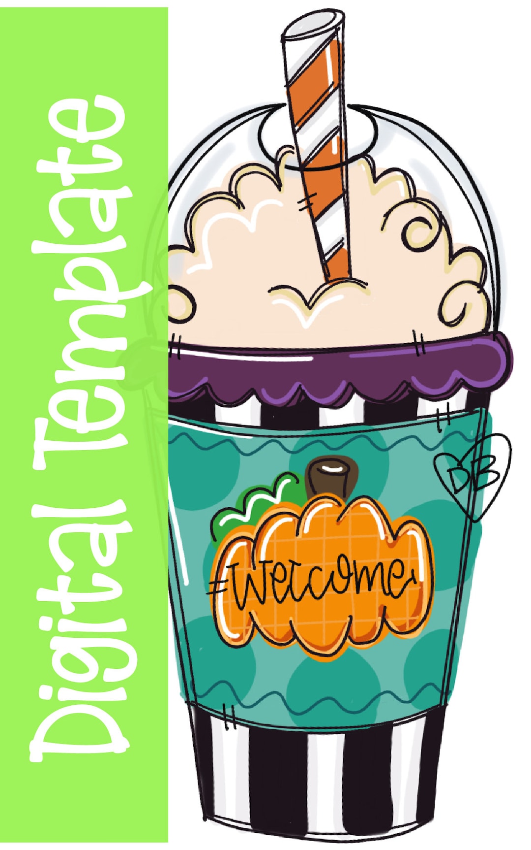 TEMPLATE: Fall Pumpkin Frappe Door Hanger Digital Download Template ...