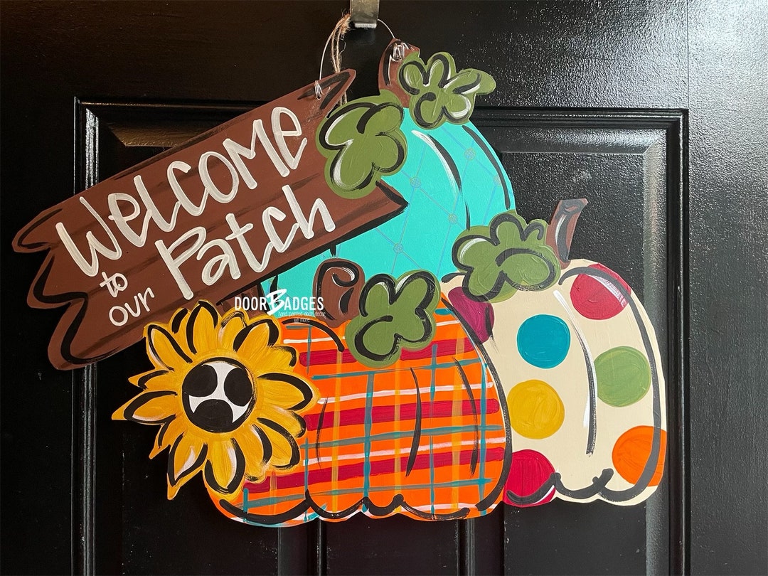 Pumpkin Patch Sign Door Hanger - Welcome Fall Door Hanger, Fall Door ...
