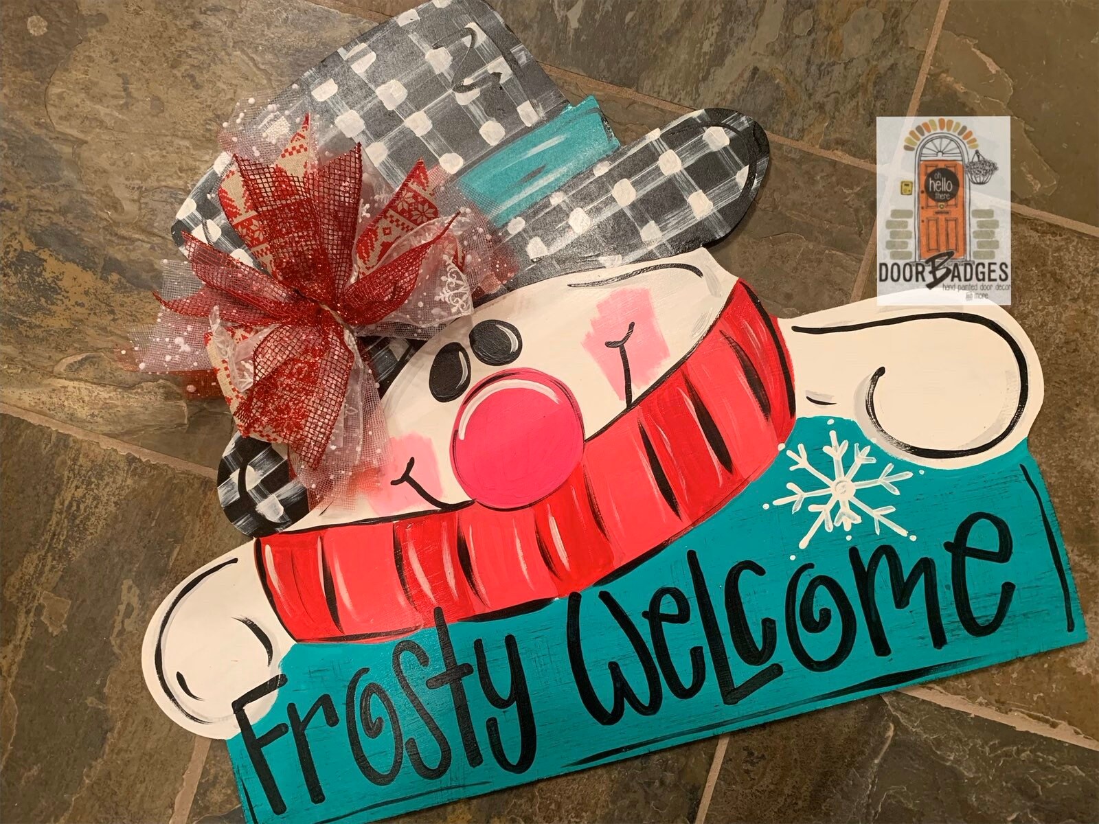 Snowman Winter Door Hanger, Winter Christmas Snow Sign - Hand Painted ...