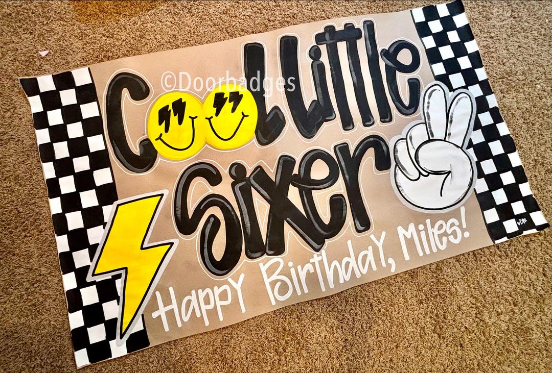 Birthday Kraft Banner - Hand Painted Party Banners - Boy Birthday ...
