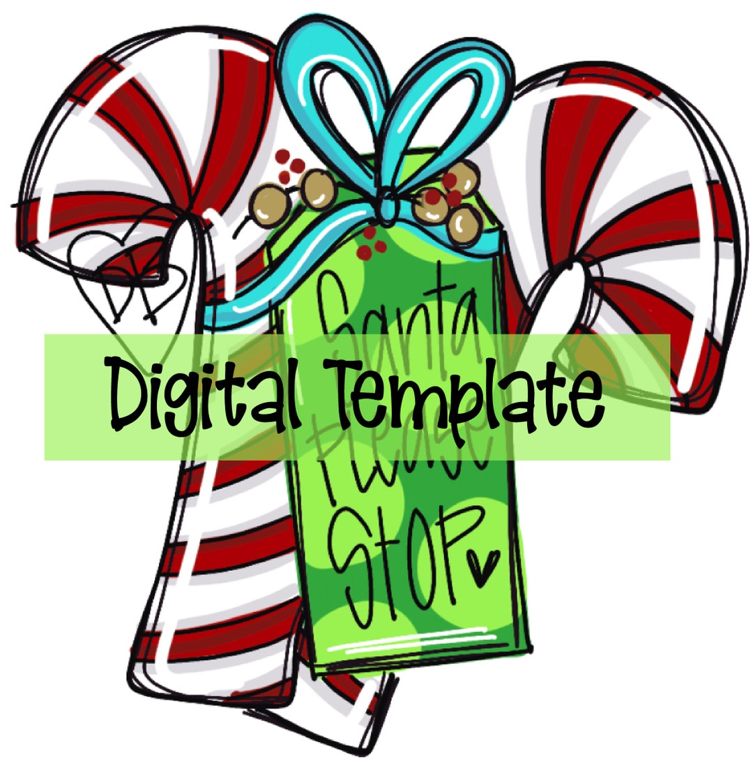 TEMPLATE: Double Candy Cane Christmas Door Hanger Digital Download ...