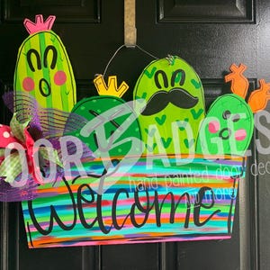 Cactus Door Hanger - Cactus Pot Decor - Cactus Family - Southwest Wood ...