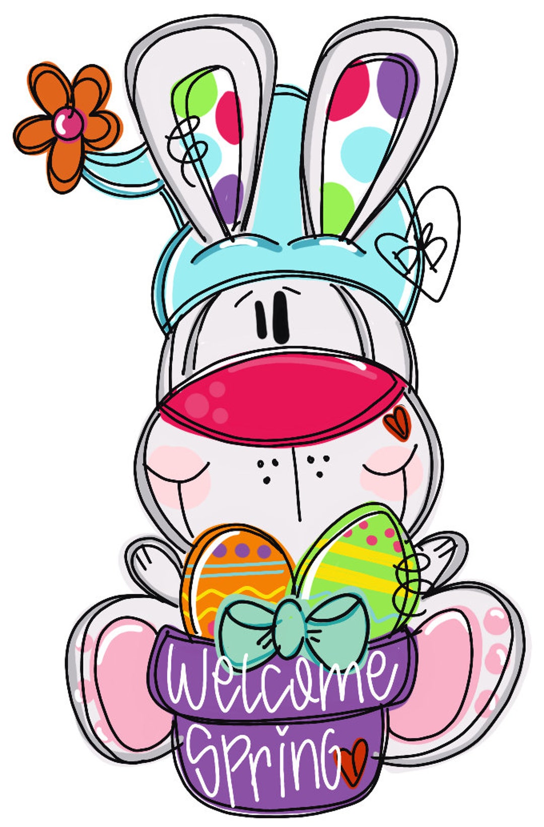 Easter Bunny and Eggs Door Hanger - Bunny Door Decor - Easter Wreath ...