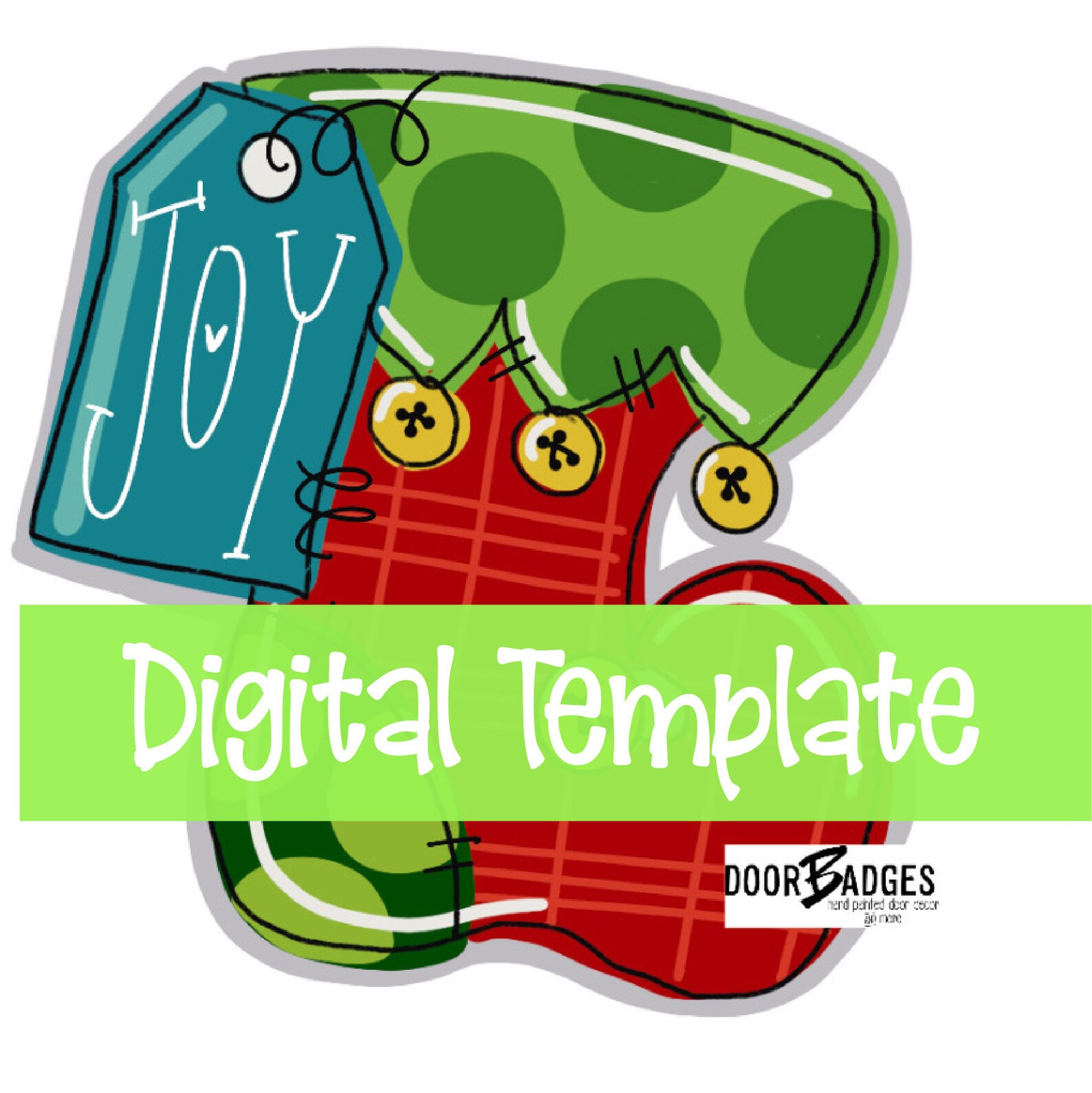 TEMPLATE: Joy Stocking Door Hanger Digital Download Template ...