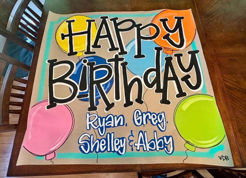Hand Painted Kraft Birthday Banner: Custom Party Decorations - Etsy