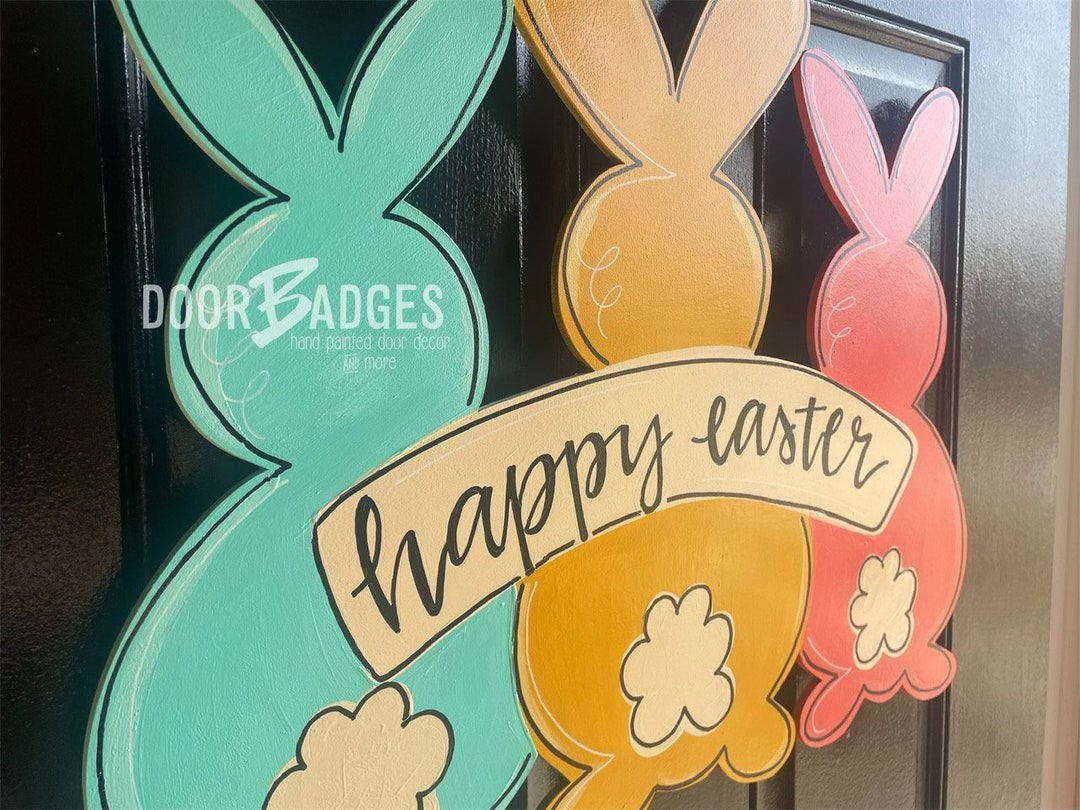 Easter Peeps Bunny Sign Door Hanger- Bunny Door Decor - Easter Egg ...