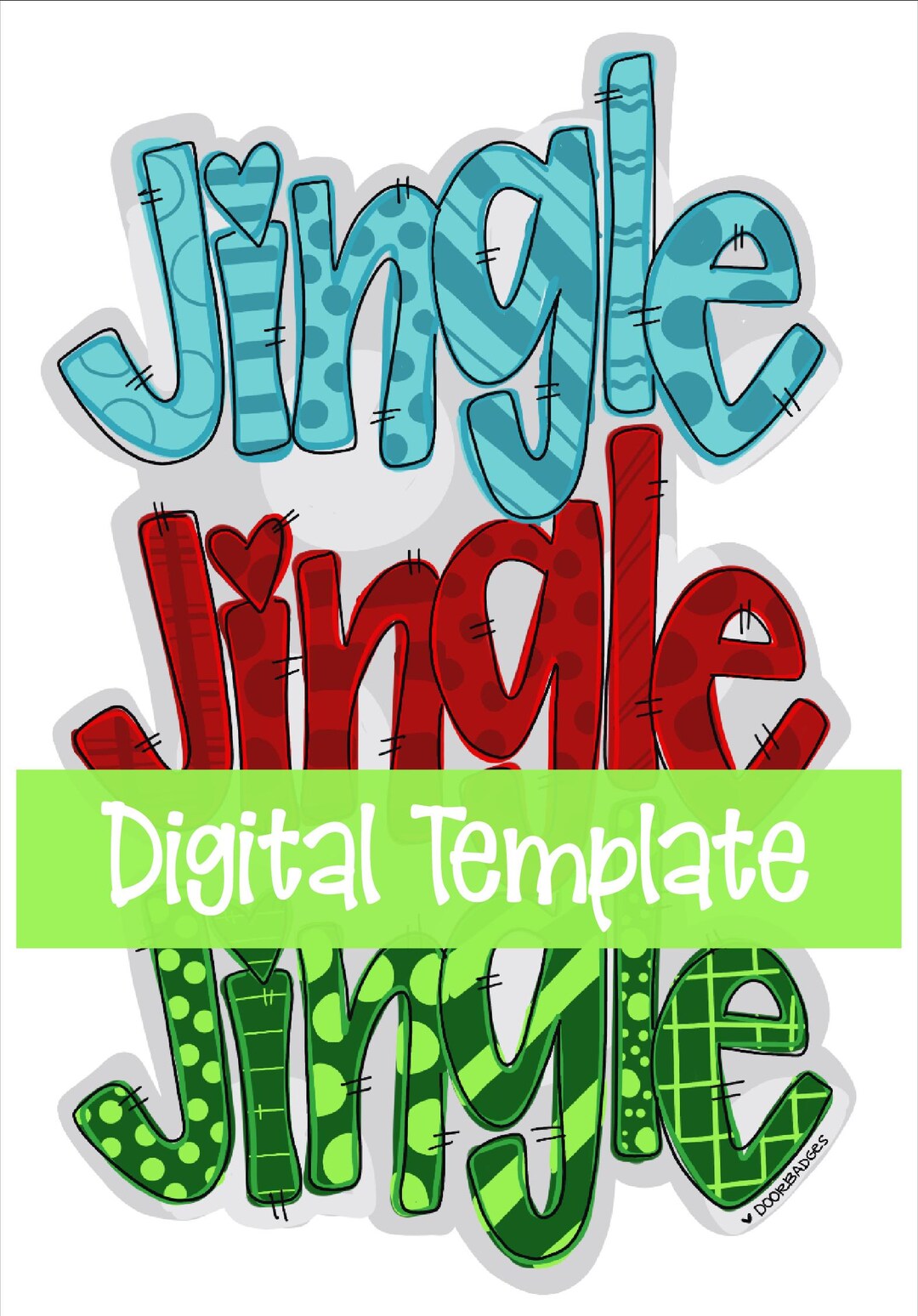 TEMPLATE: Jingle Door Hanger Download Template - Printable Template - Etsy