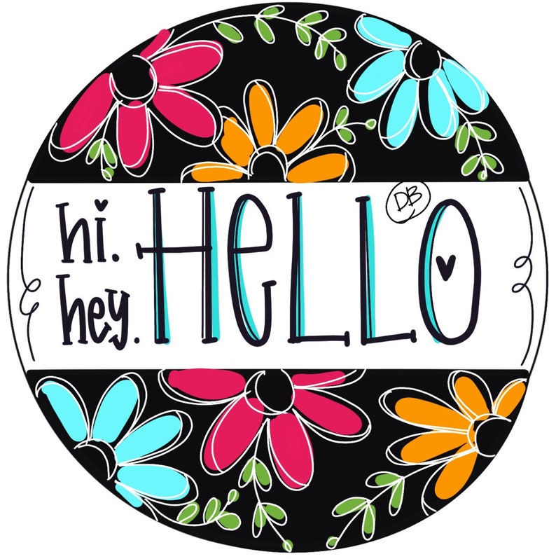 Hello Flower Round, Spring, Summer Round Door Hanger, Summer Door ...