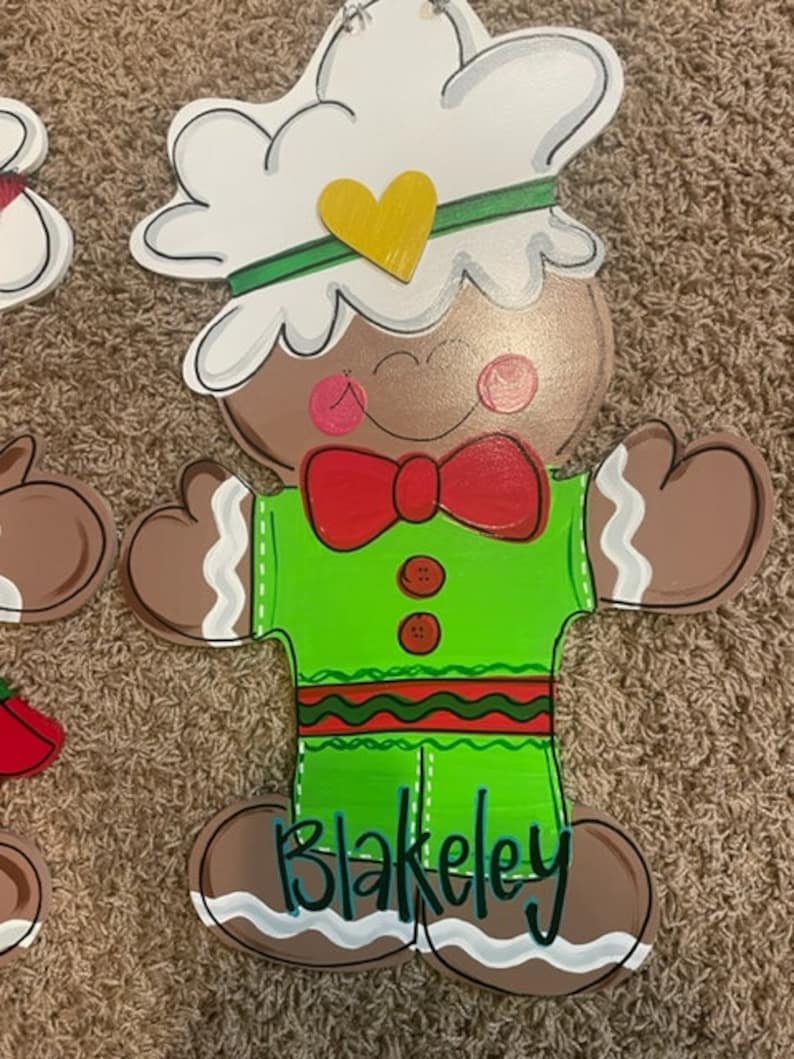 Gingerbread Boy Door Hanger Merry Christmas Door Decor - Etsy