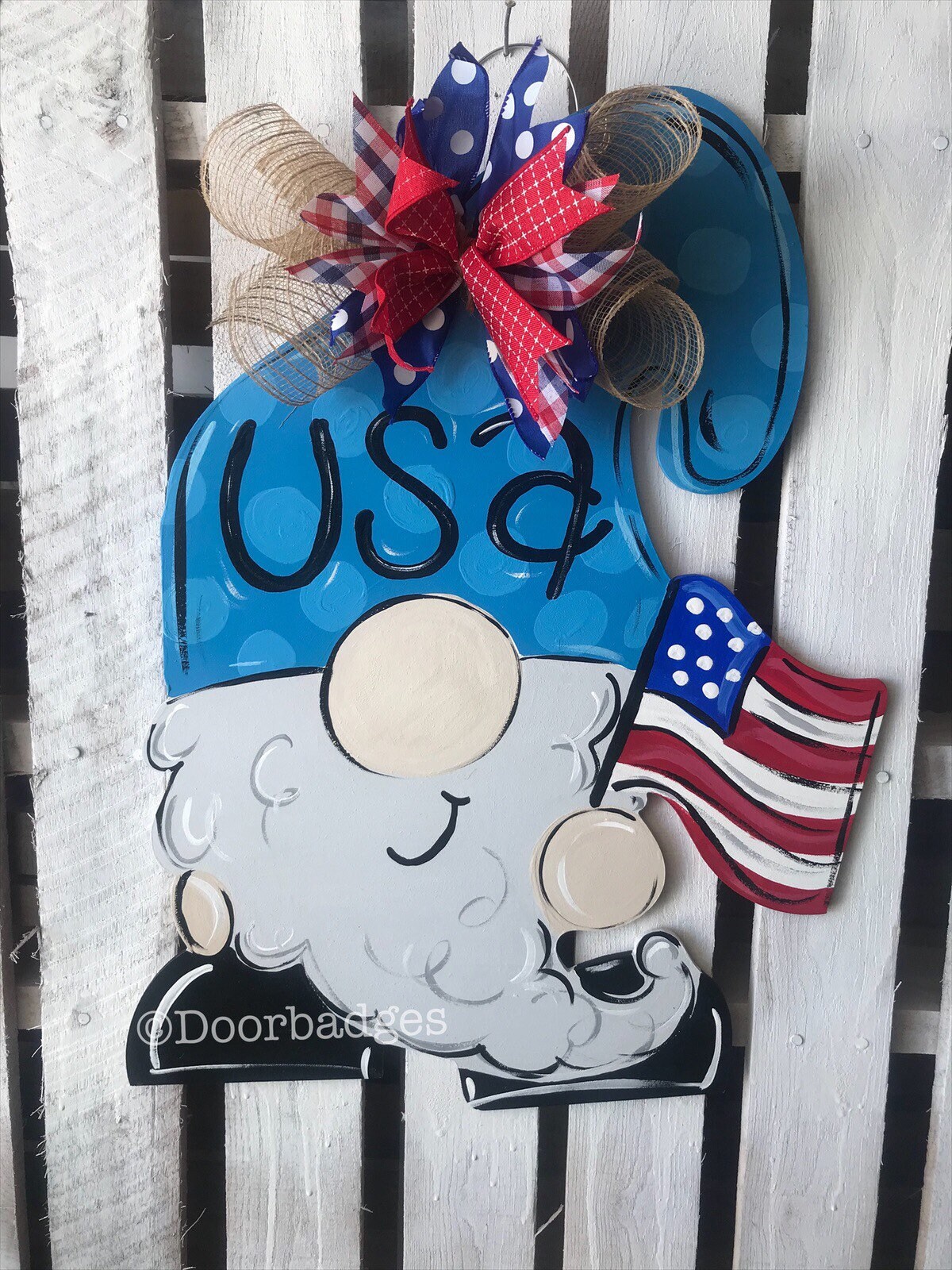 Fourth of July Gnome Door Hanger Patriotic Door Decor | Etsy