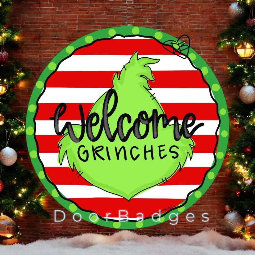 Welcome Mean One Christmas Door Hanger, Gift, Door Decor, Hand Painted Door Hanger - Etsy
