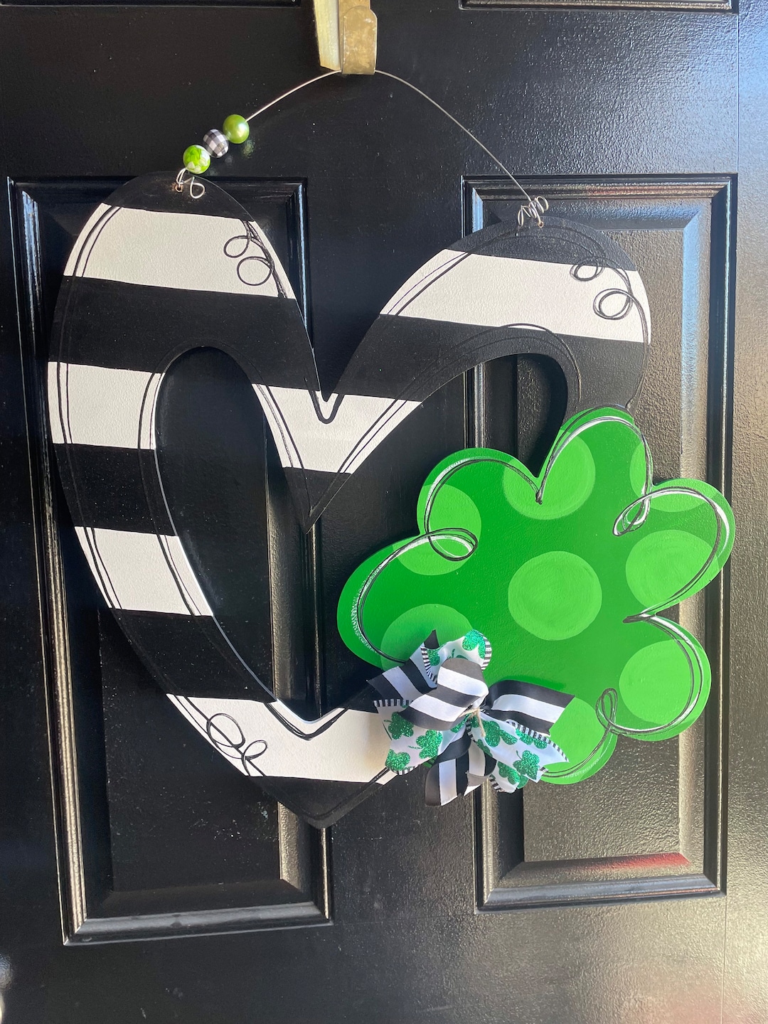 St Patrick's Day Heart Door Hanger Lucky Shamrock Door Decor St Pats ...