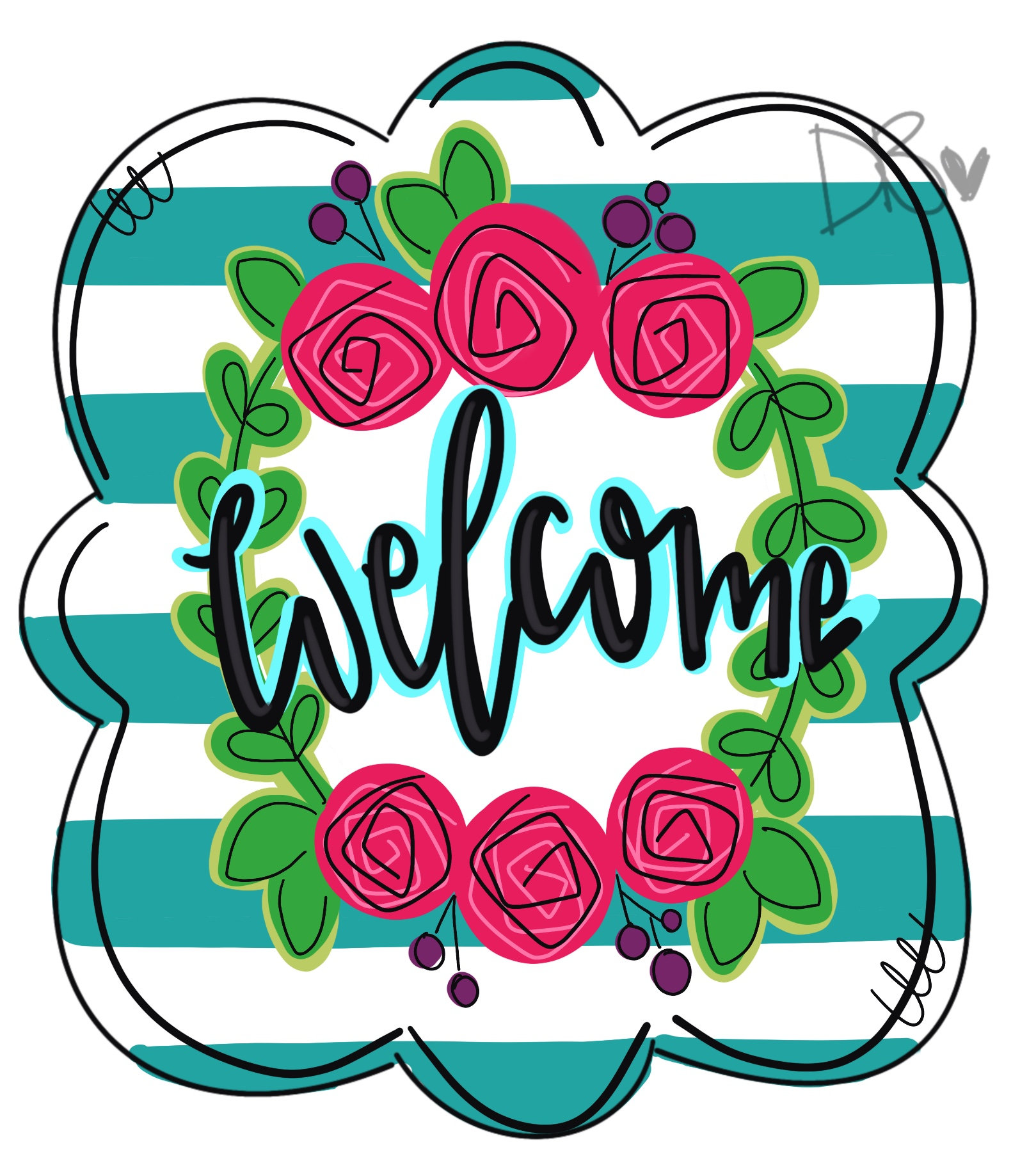 Welcome Floral Door Hanger Sign Flowers Welcome Sign | Etsy
