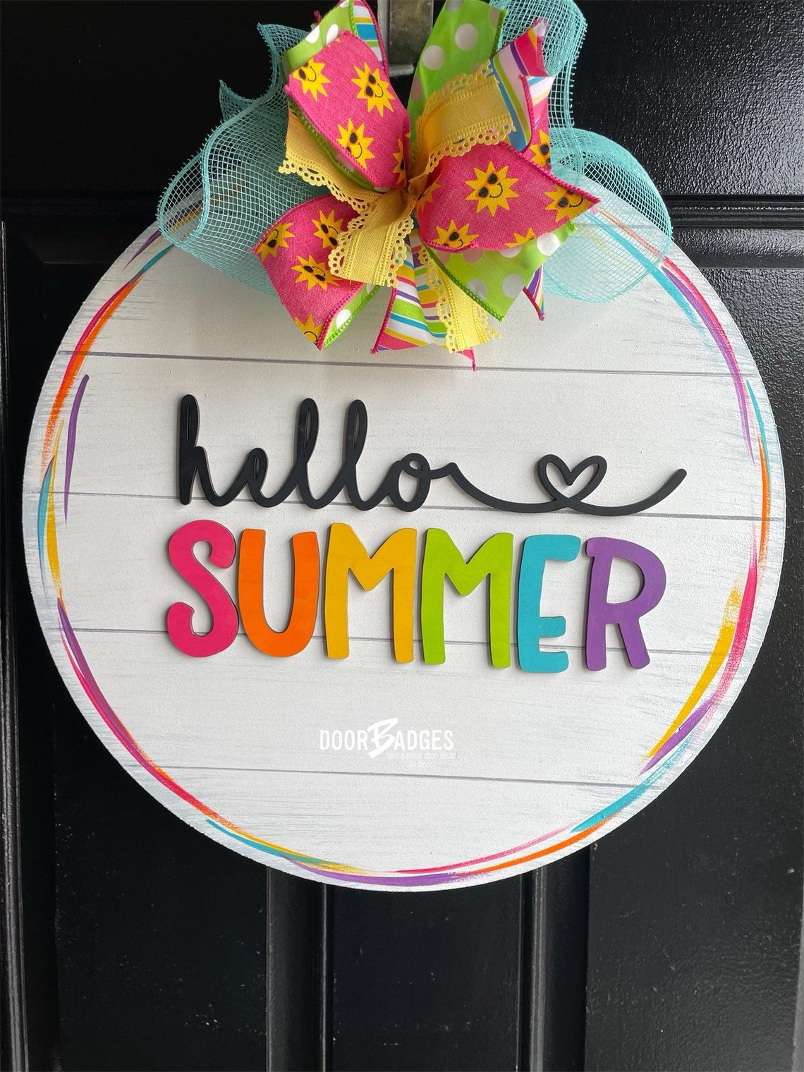 Hello Summer Round Door Hanger Summer Door Hanger Hand - Etsy