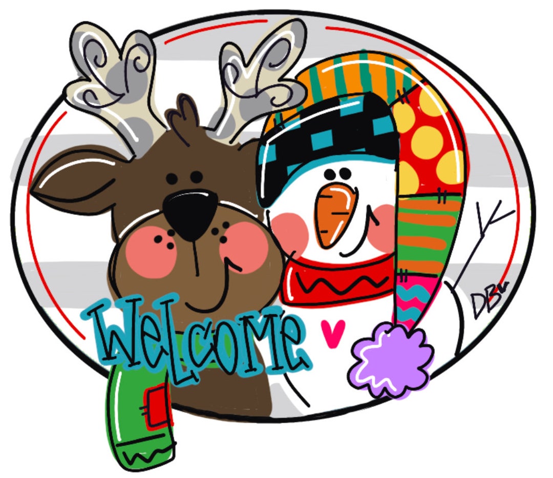 TEMPLATE: Reindeer and Snowman Door Hanger Template - Printable ...